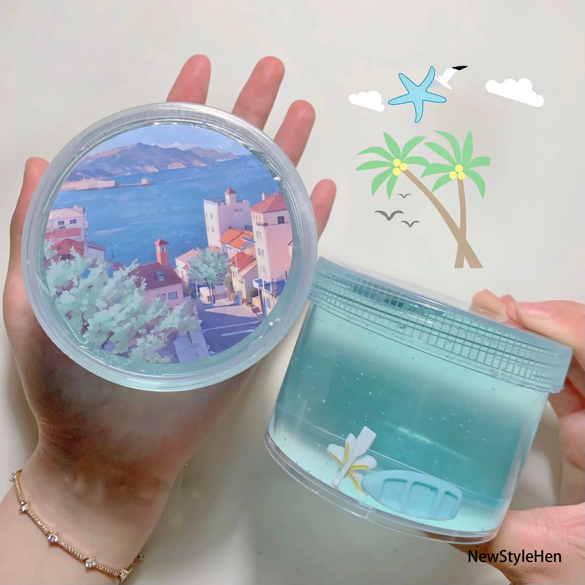 Summer Beach Slime, Blue Slime, Cute Slime, Stress Relief Toys, DIY ...
