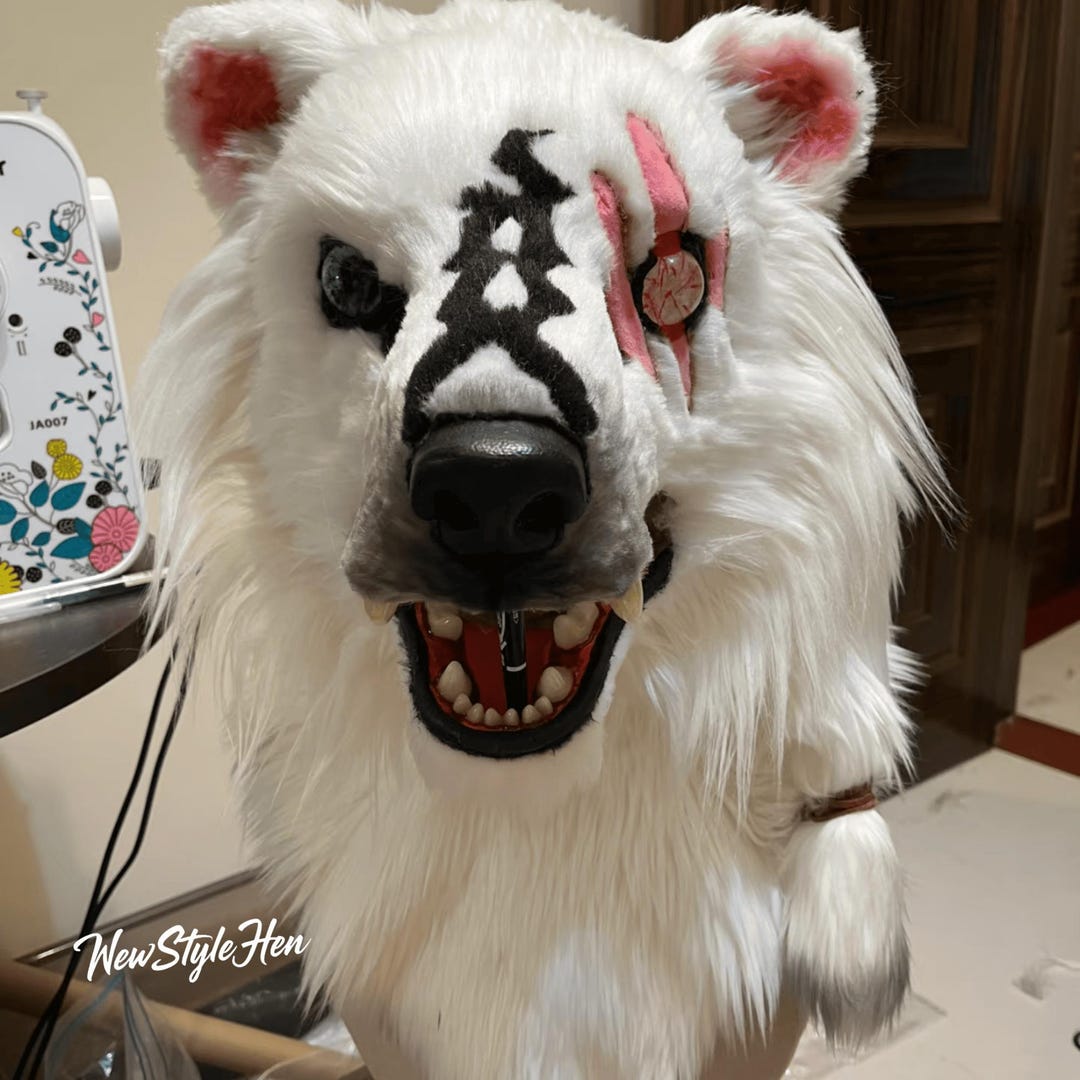 Fierce Scar Polar Bear Fursuit Head, Custom Fursuit Head, Kenomo Theme ...