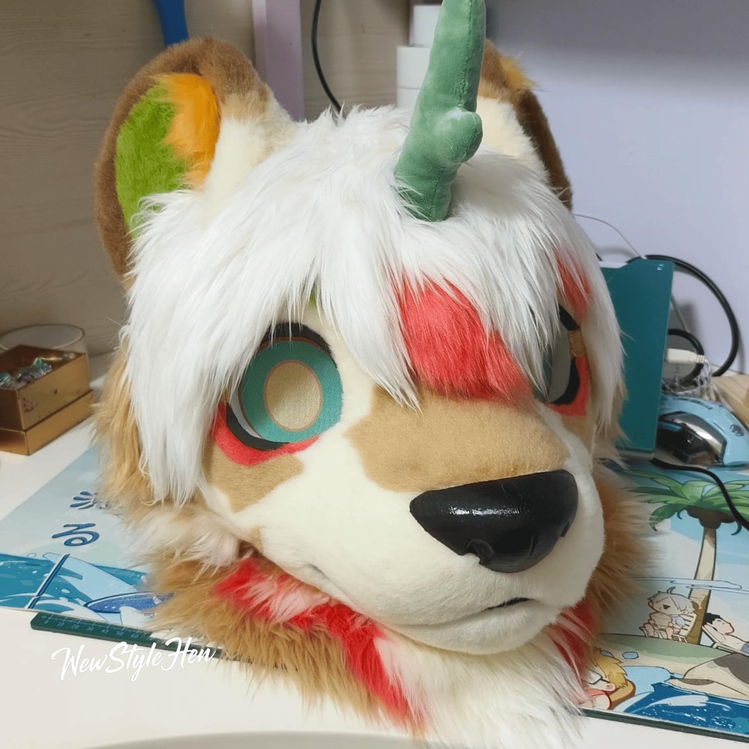 Cute Christmas Deer Fursuit Head, Custom Real Beast Fursuit Head ...