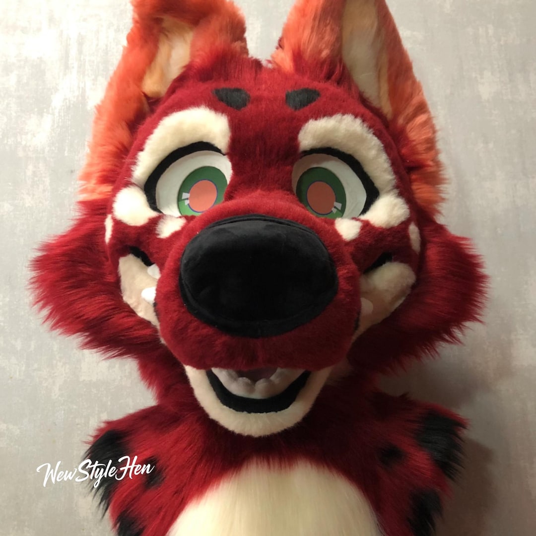 Red Spotted Dog Fursuit Head, Custom Fursuit Head, Kenomo Theme Party ...