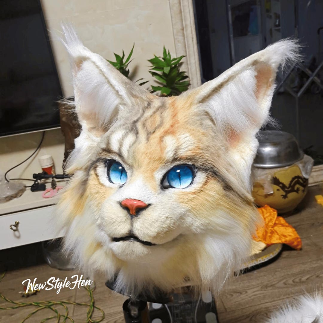 Real Maine Cat Fursuit Head, Custom Real Beast Fursuit Head, Kenomo ...