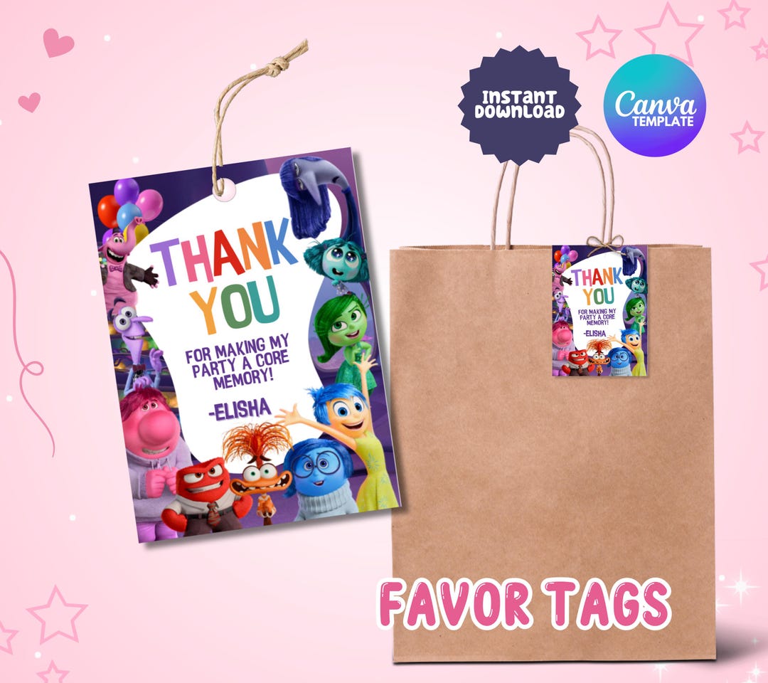 Editable Inside Out Party Favor Thank You Tag, Inside Out Thank You ...
