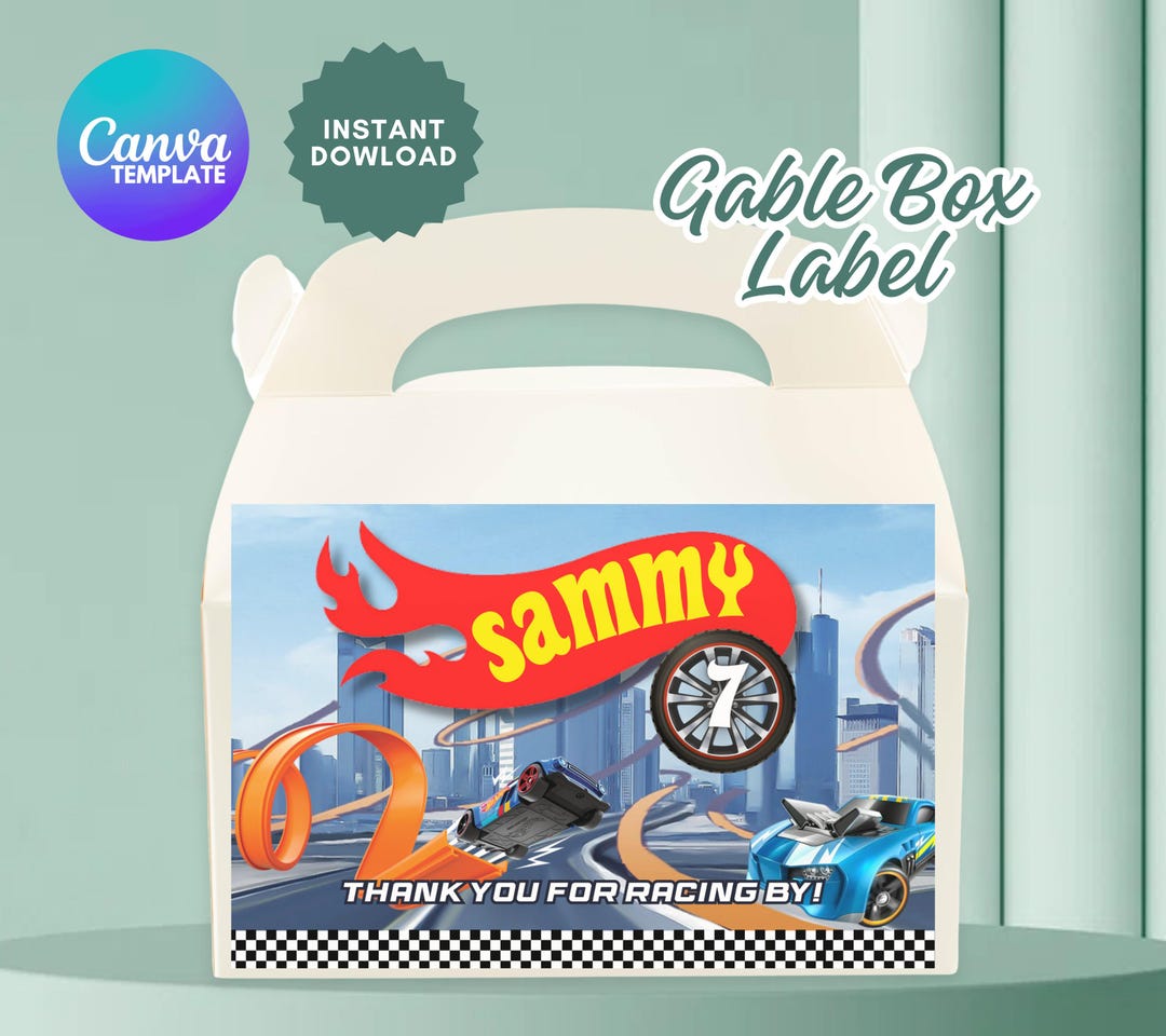 Editable Race Car Party Printables, Race Car Gable Box Label, Race Car ...