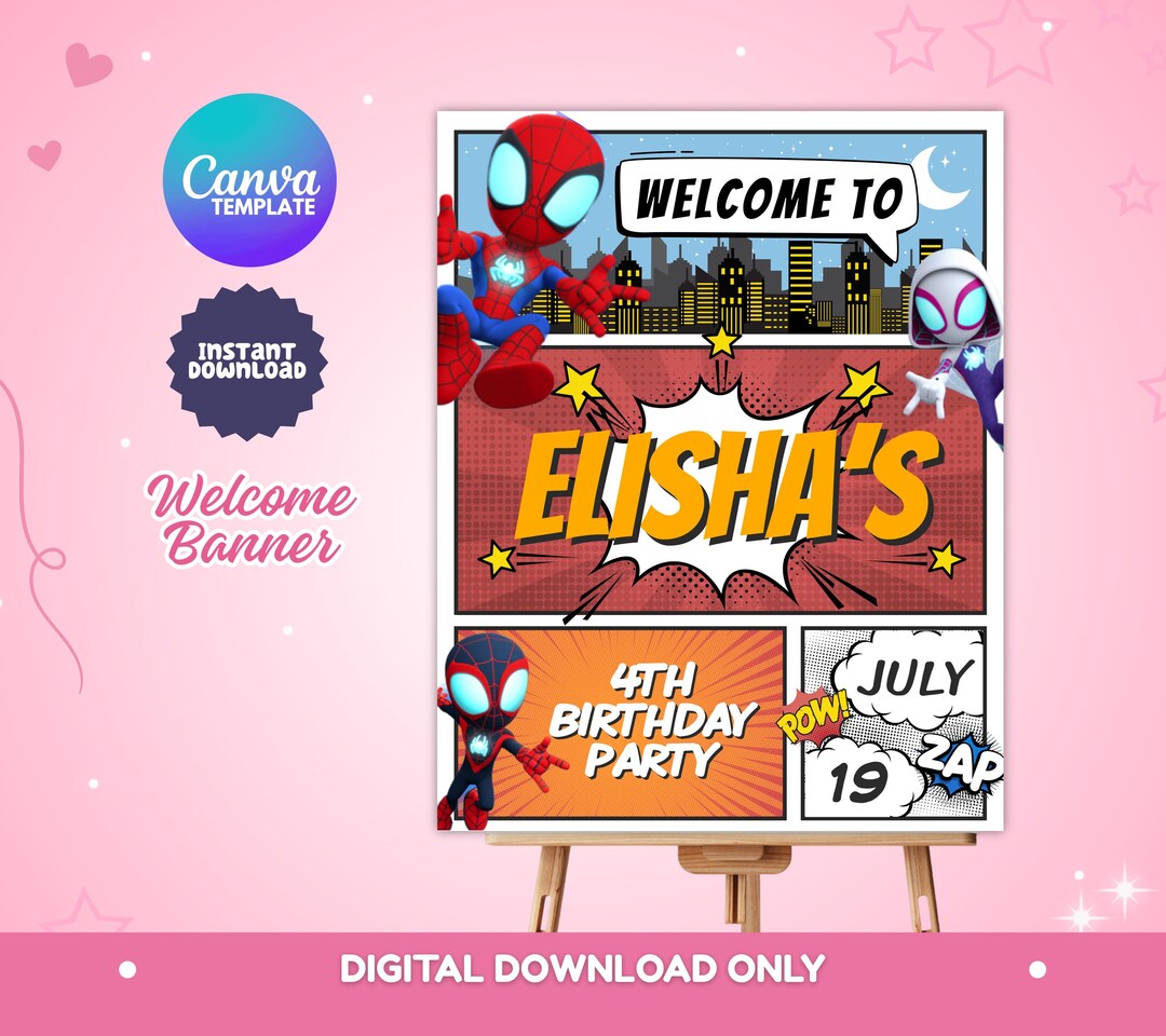 Editable Spidey and Friends Welcome Sign, Spidey Printable Welcome ...