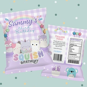 Editable Squishmallow Party Printable Bundle, Squishmallow Chip Bag ...