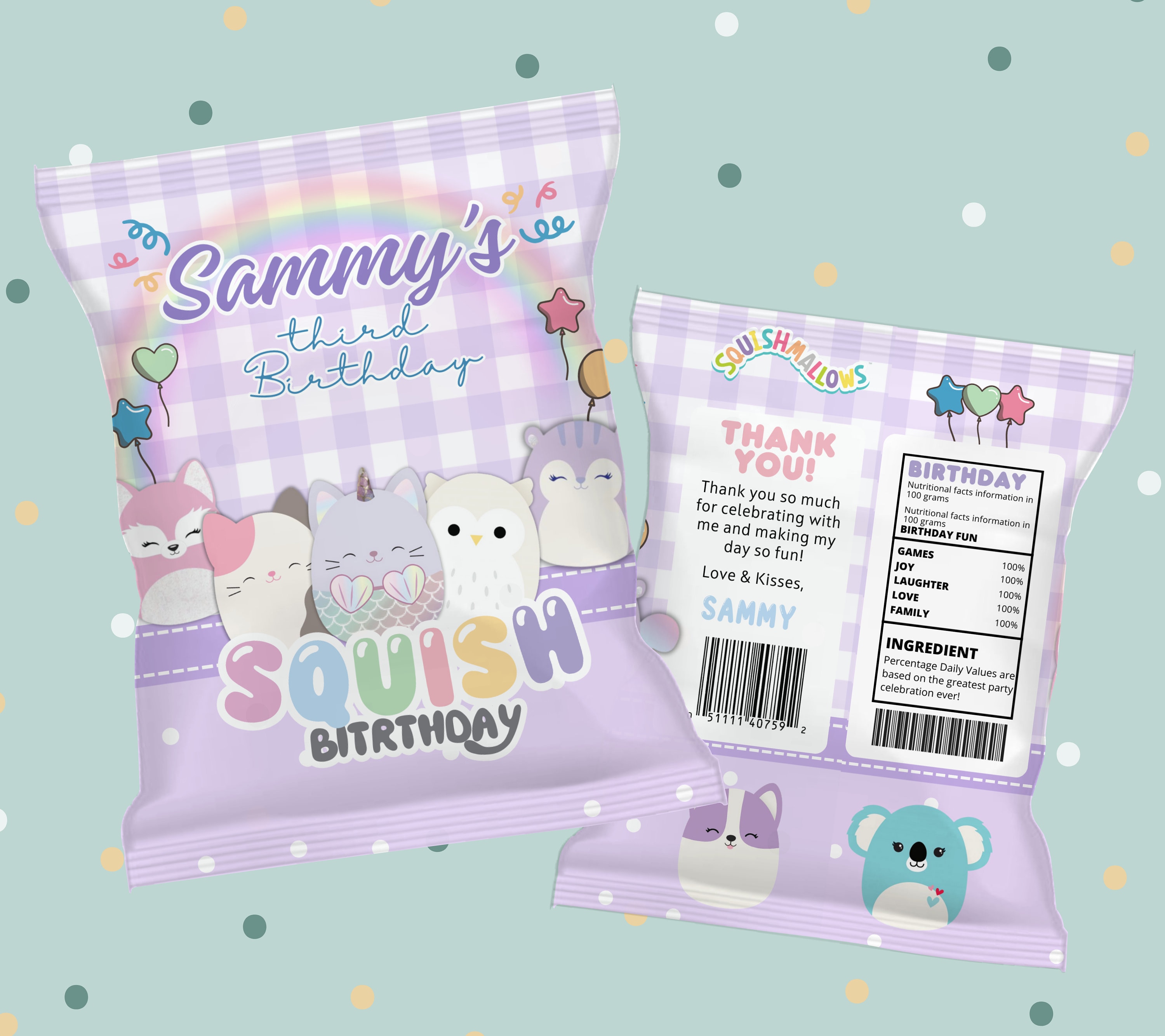 Editable Squishmallow Party Printable Bundle, Squishmallow Chip Bag ...