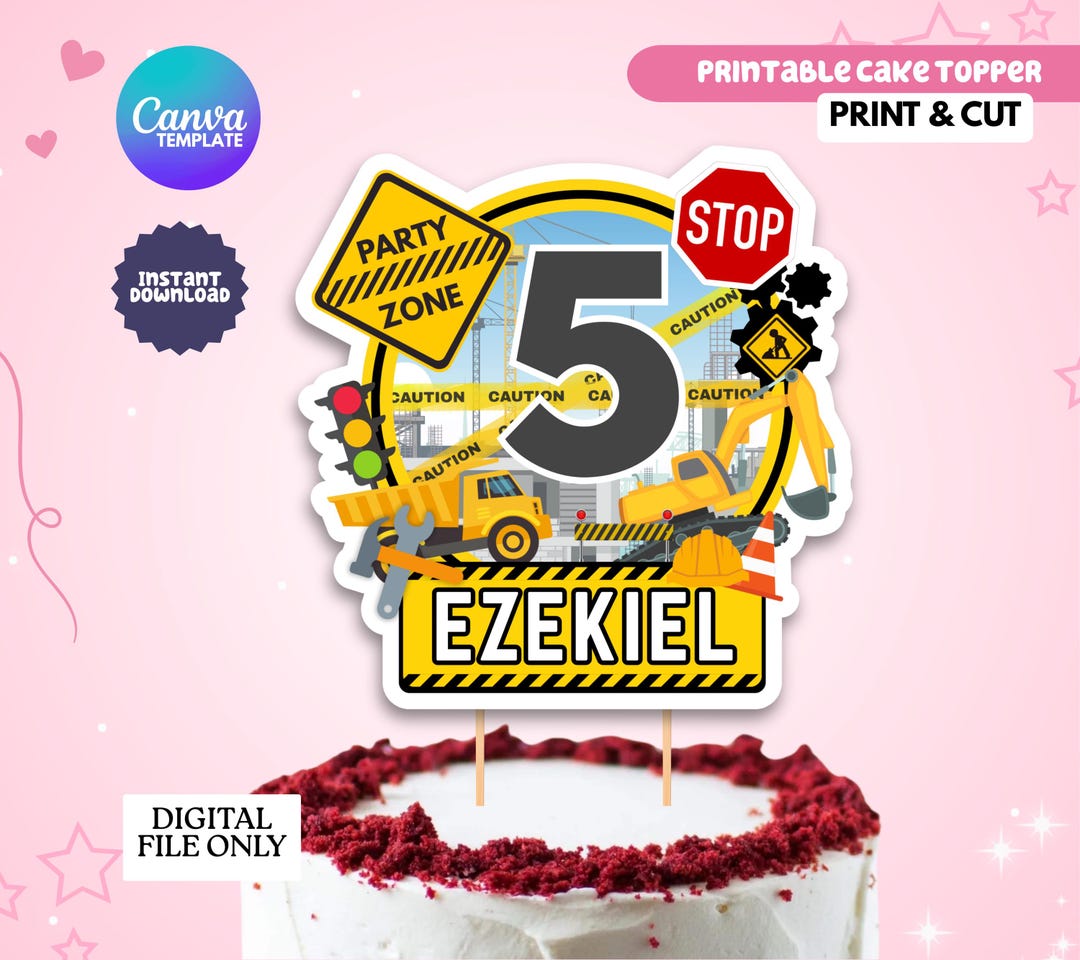 Printable Construction Birthday Cake Topper, Dump Truck Cake ...