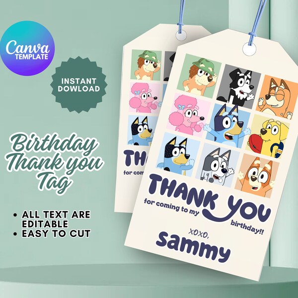 Bluey Birthday Party Favor Tag - Etsy