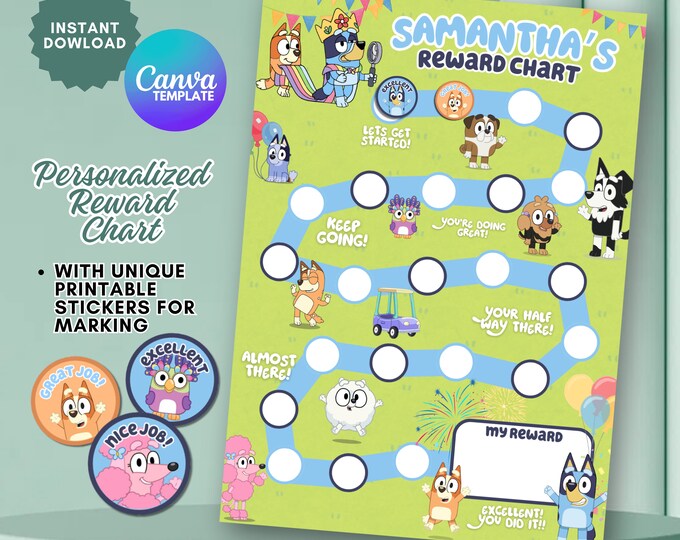 Bluey Reward Chart Obstacle Course Bluey Reward Chart & Stickers Bluey ...