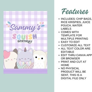 Editable Squishmallow Party Printable Bundle, Squishmallow Chip Bag ...