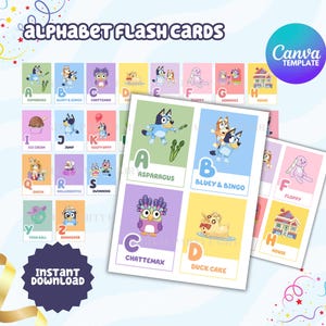 Printable Blue Dog Alphabet Flash Cards, Blue Learning Materials, Blue ...