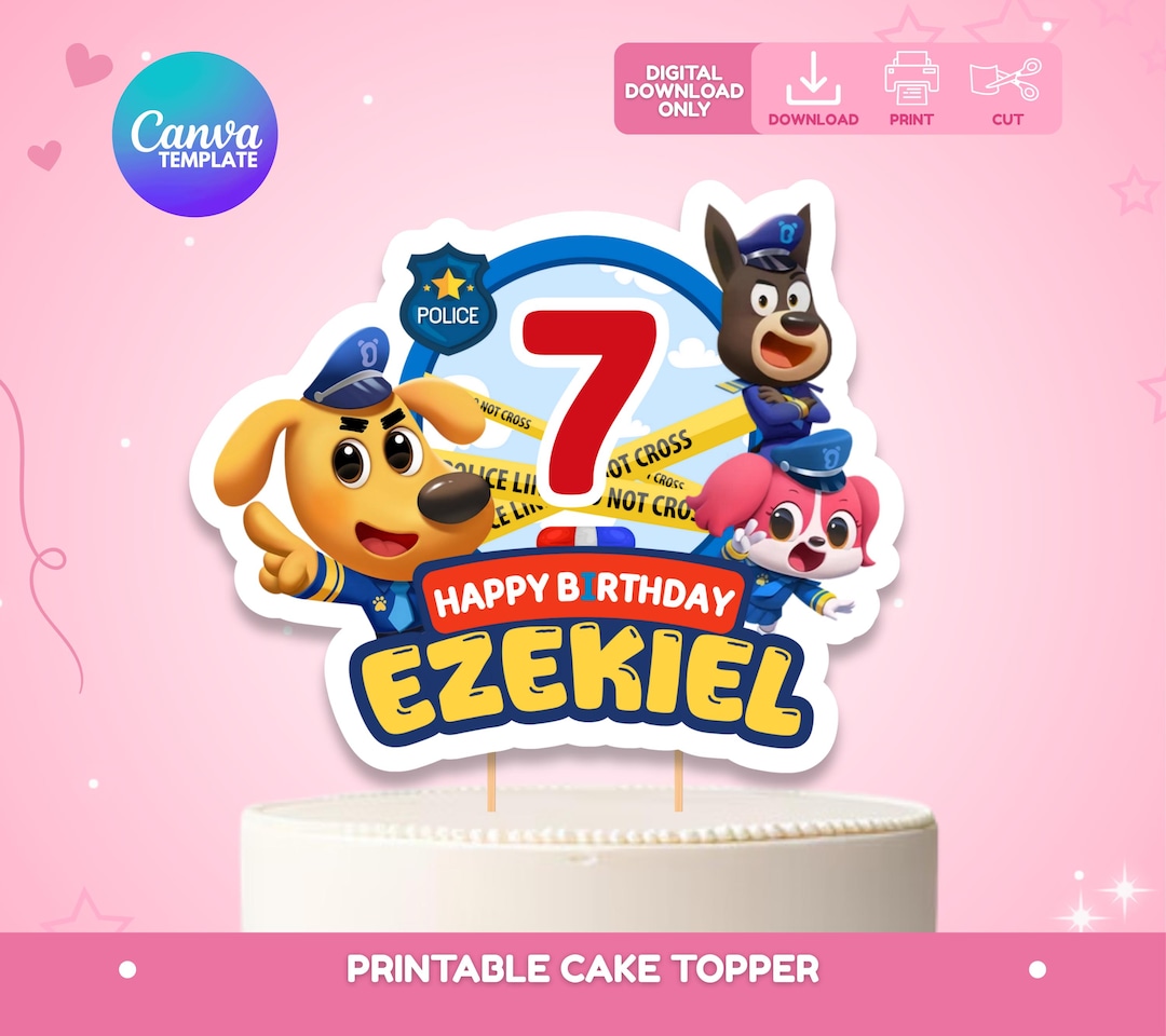 Editable Police Sheriff Cake Topper, Police Labrador Cake Topper ...