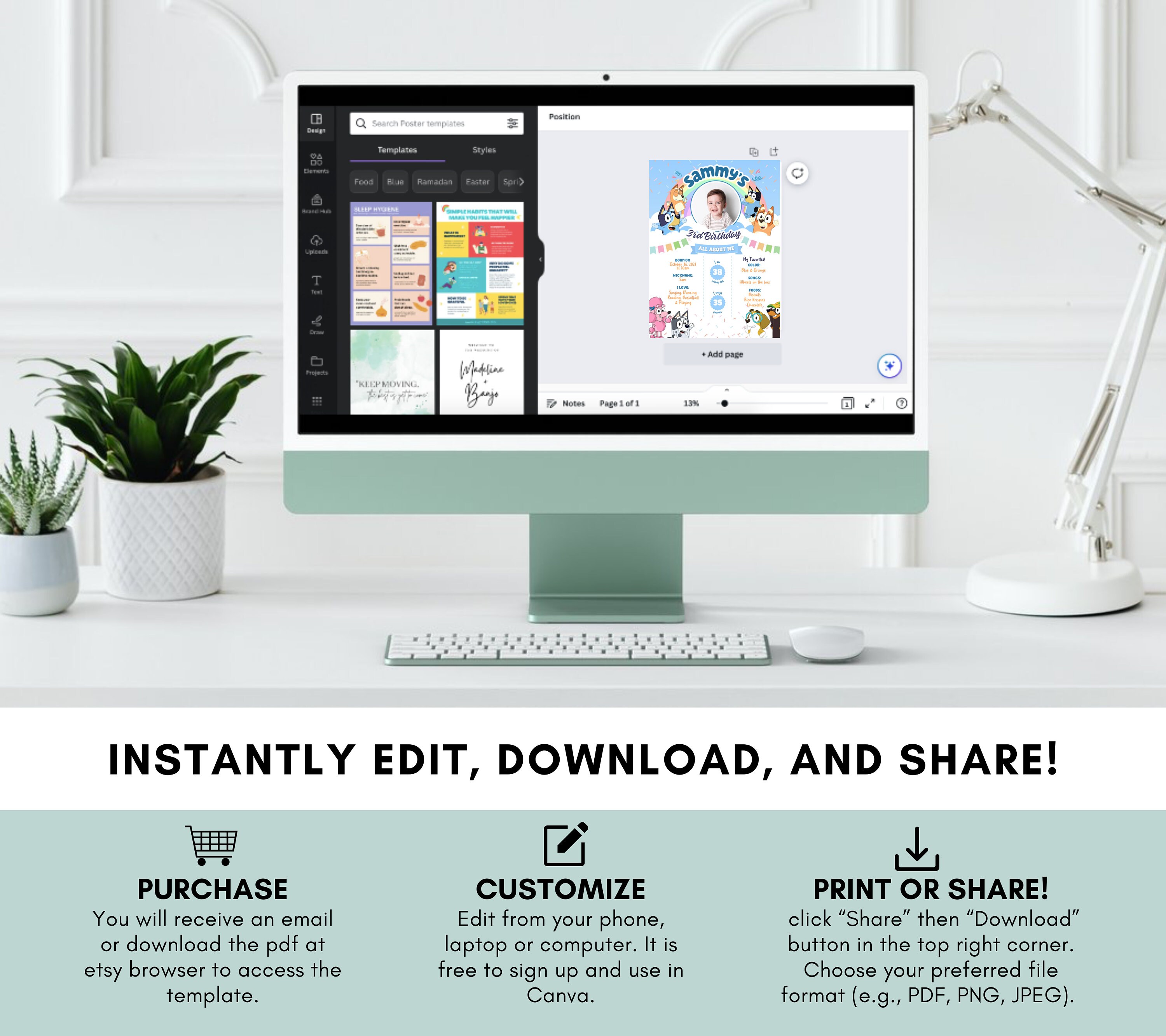 Editable Bluey Milestone Poster, Milestone Banner, Birthday Welcome ...