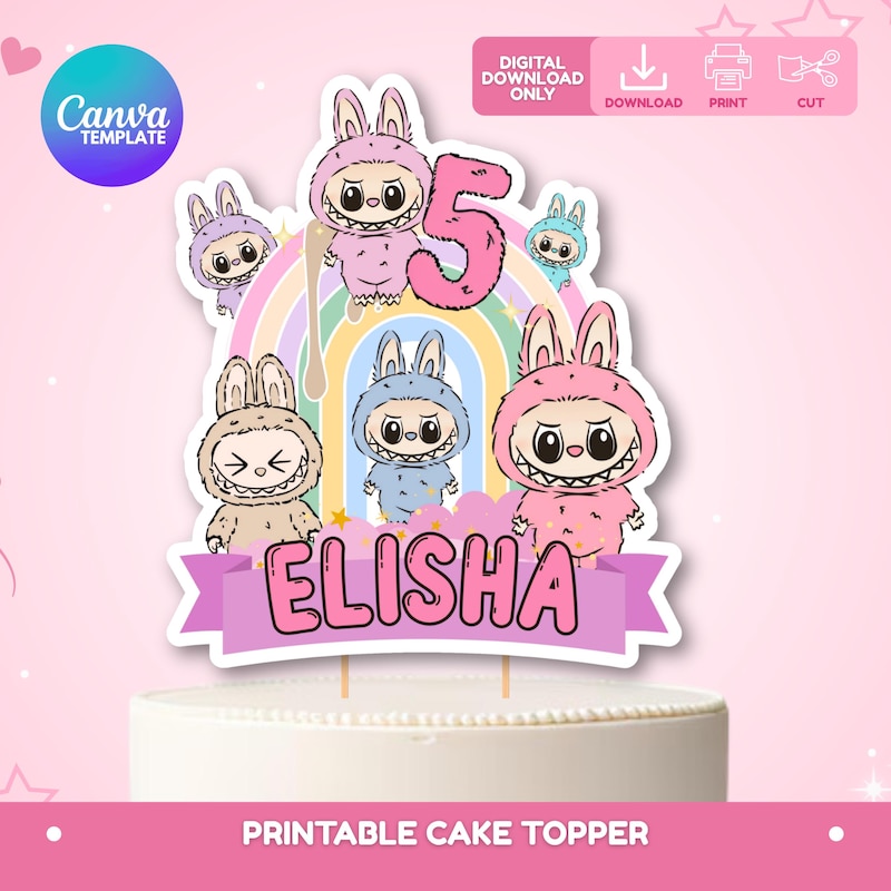 Labubu Cake Topper File - Etsy