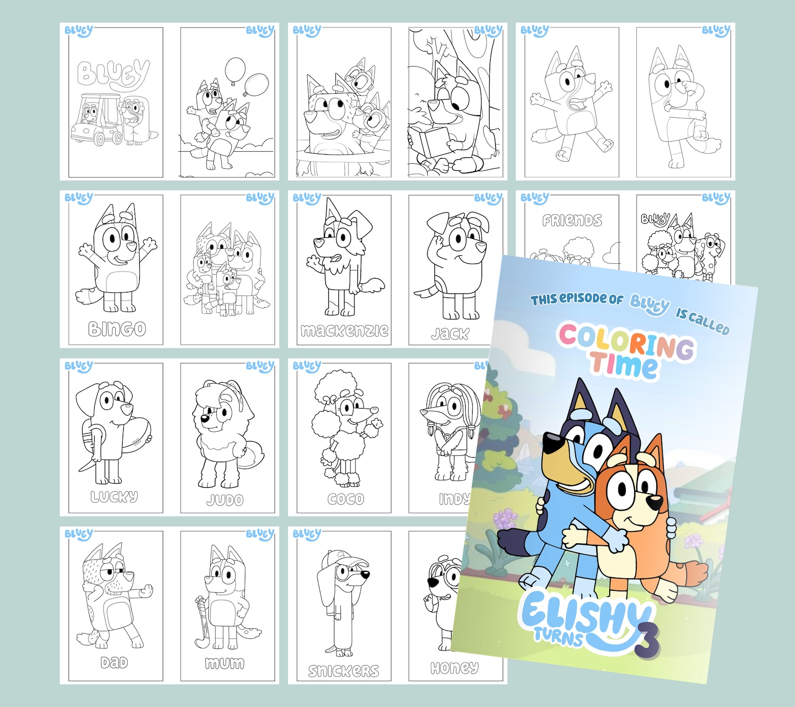 Bluey Coloring Activity Book, Bluey Printable Coloring Pages, Bluey ...