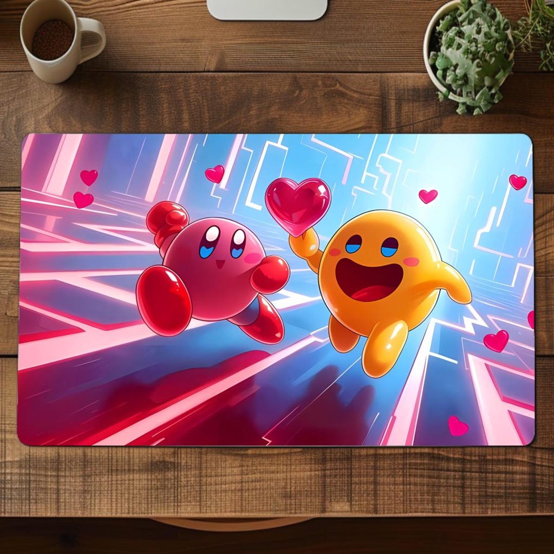 Pac-man & Kirby Valentines Day Gaming Mat Desk Decor for Occasion ...