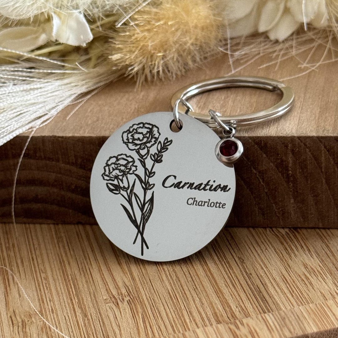 Personalized Carnation Birth Flower Gift, Custom Birthday Gift for ...