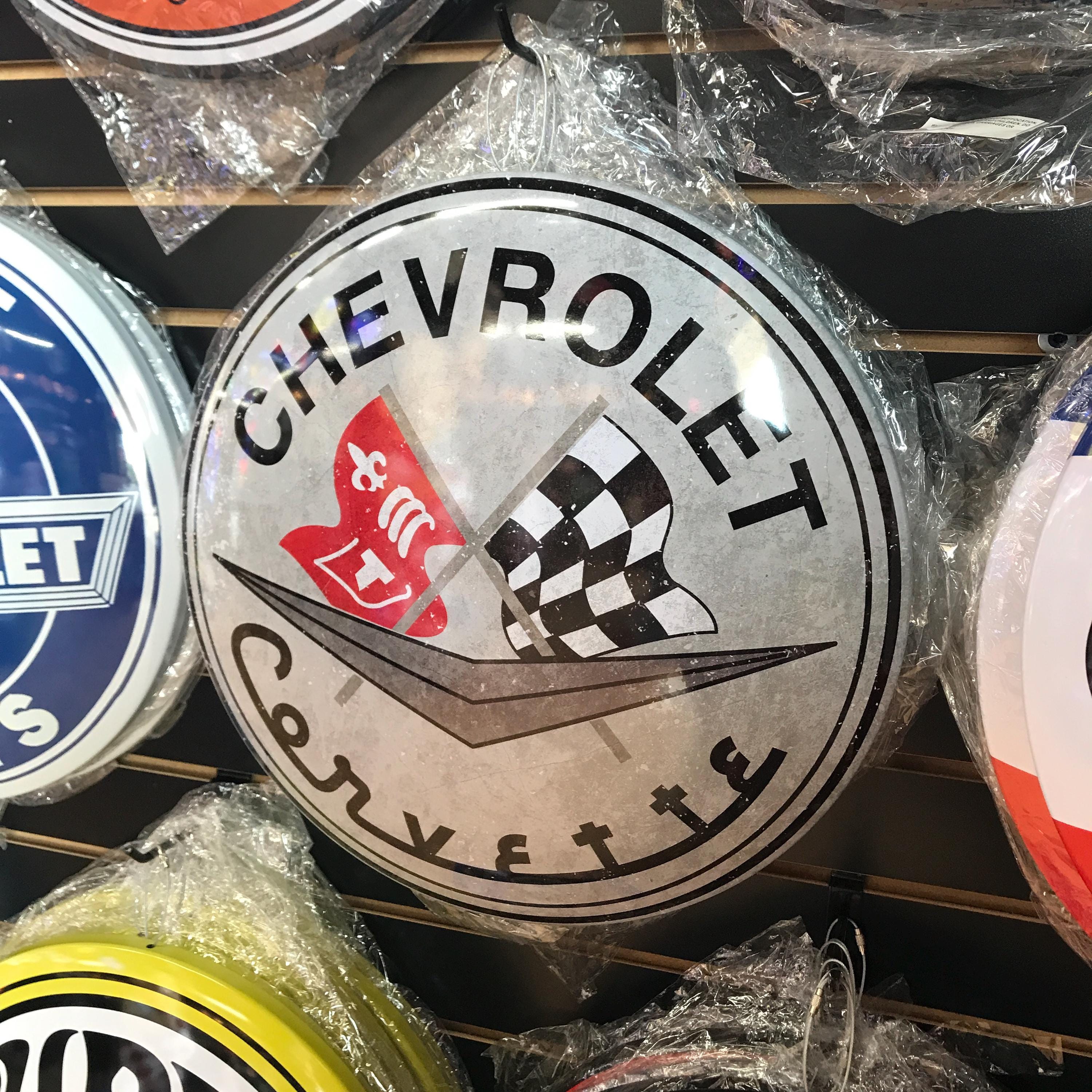 15" Chevrolet Corvette Wall Decoration Curved Metal Dome Sign ...