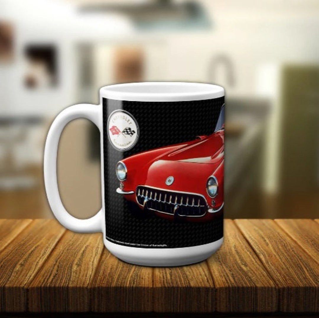 Red Corvette C1 15 Oz Coffee Mug Corvette Cups Chevy Kitchen Decor Men ...