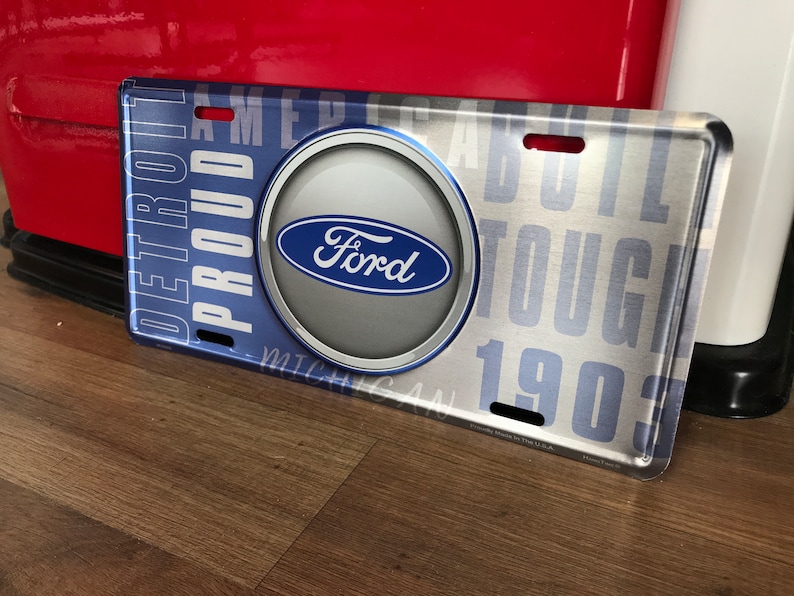 Detroit Proud Ford Bullseye License Plate Ford Vanity Plates Garage ...