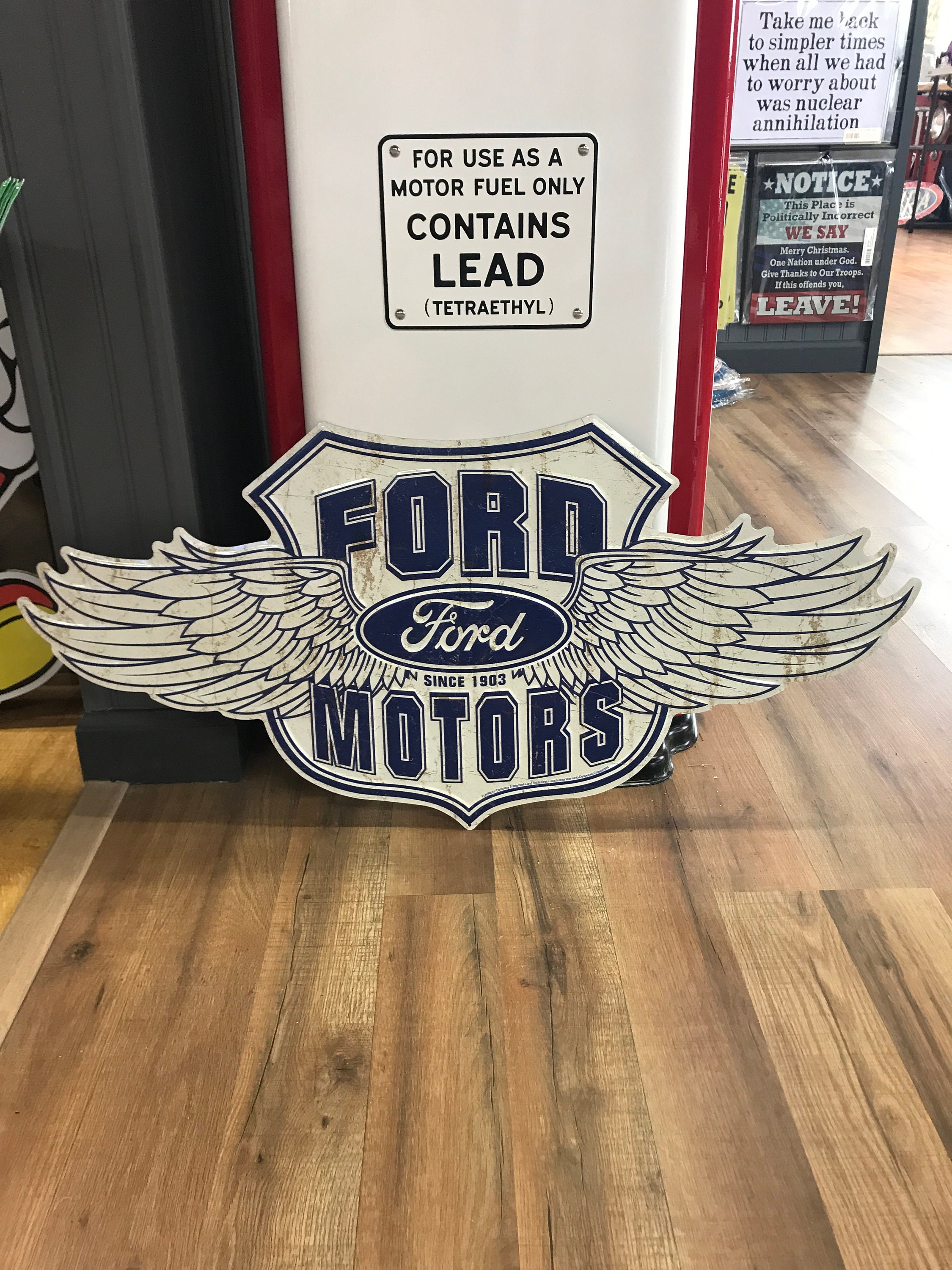 Ford Motors Die Cut Tin Sign Ford Winged Logo Sign Garage Decor for Men ...
