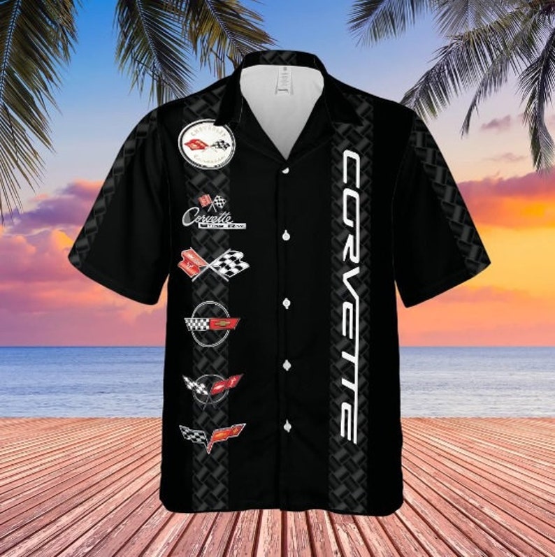 Corvette Generations C1-C6 Men's Hawaiian Shirt Button Down Tropical ...
