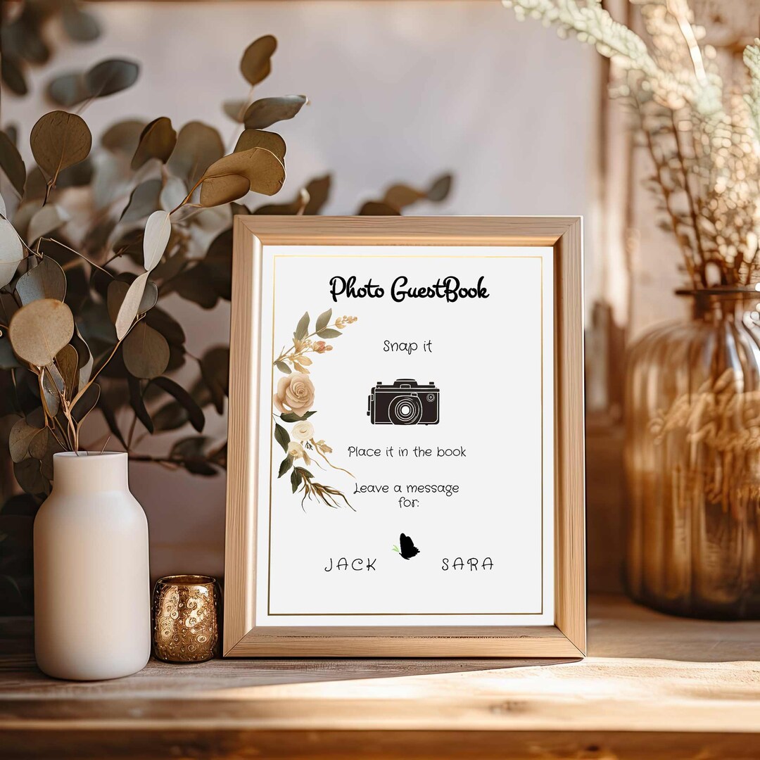 Photo Guestbook Template, Editable Photo Guestbook Sign Wedding, Guest ...