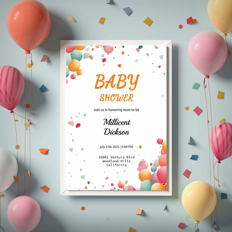 Tarjeta de invitación de baby shower, plantilla de baby shower, tarjeta ...