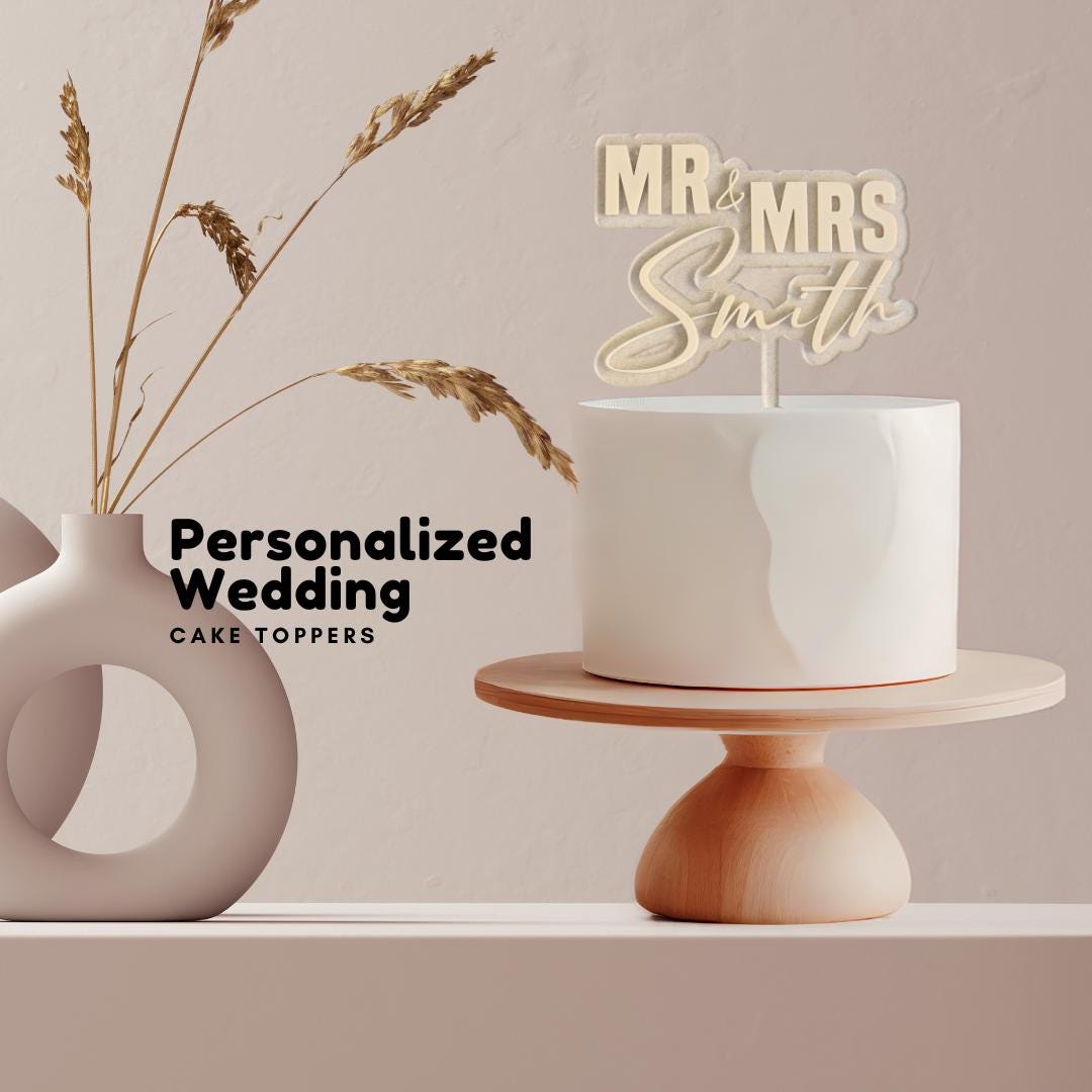 Personalized Wedding Cake Topper - Custom Acrylic Double Layer Topper ...