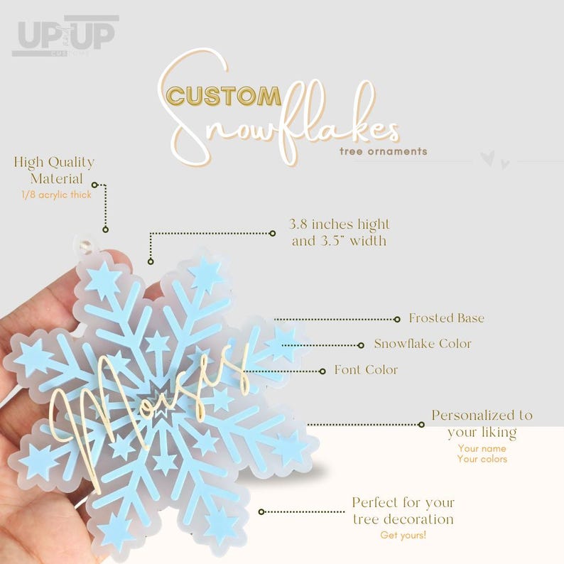 Personalized Acrylic Snowflake Ornament, Custom Acrylic Snowflake ...
