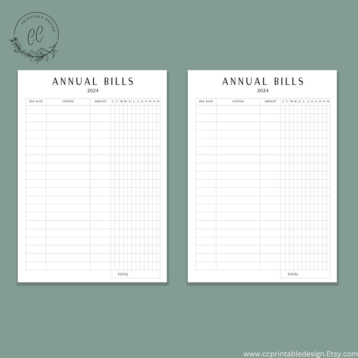 Printable Annual Bills Tracker Yearly Expense Organizer - Etsy