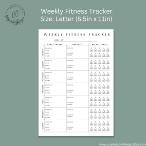 Weekly Fitness Tracker Printable PDF Track Workouts, Meals, and Water ...