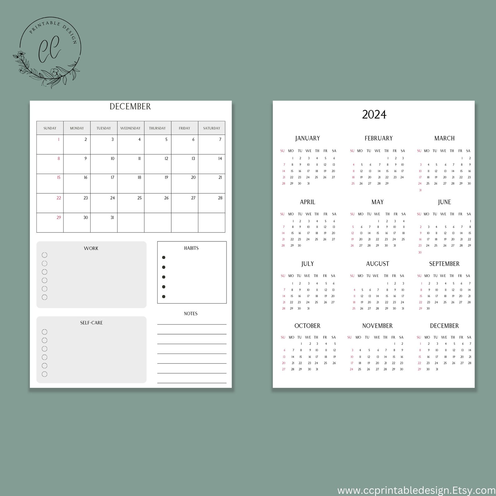 Printable Minimalist Monthly 2024 Planner Simple 8.5x11.5 PDF - Etsy