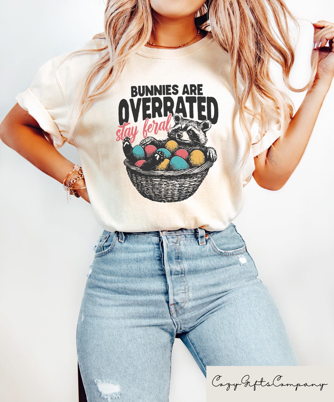 Bunnies Are Overrated Stay Feral T-shirt, Funny Easter Raccoon Shirt ...