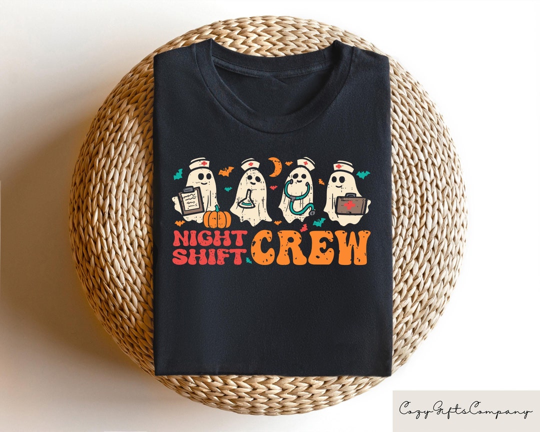 Night Shift Crew, Halloween Nurse Sweatshirt, Retro Spooky Nurse Tshirt ...