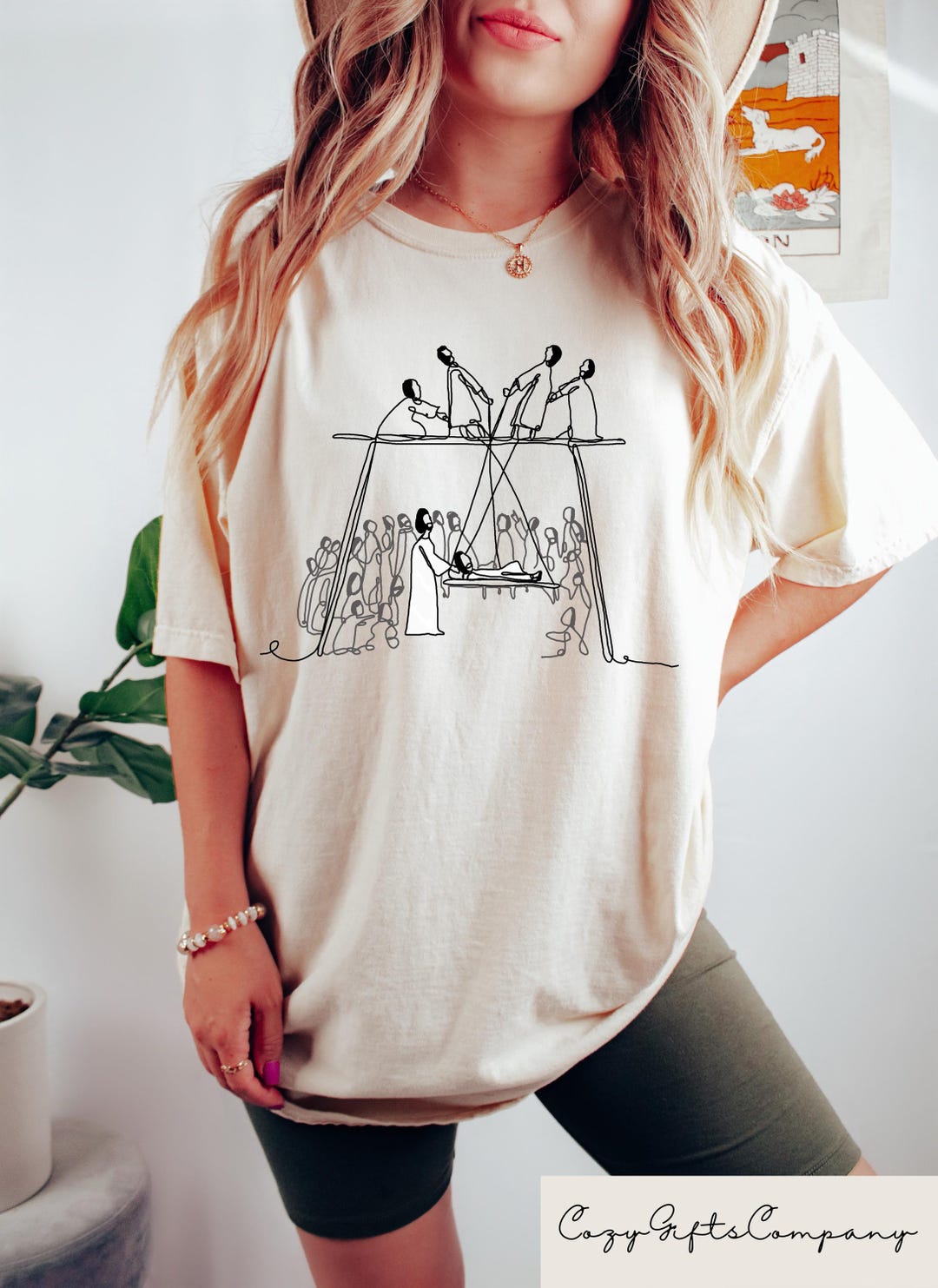 Retro Comfort Christian T-shirt, Jesus Heals the Man of Palsy Shirt ...