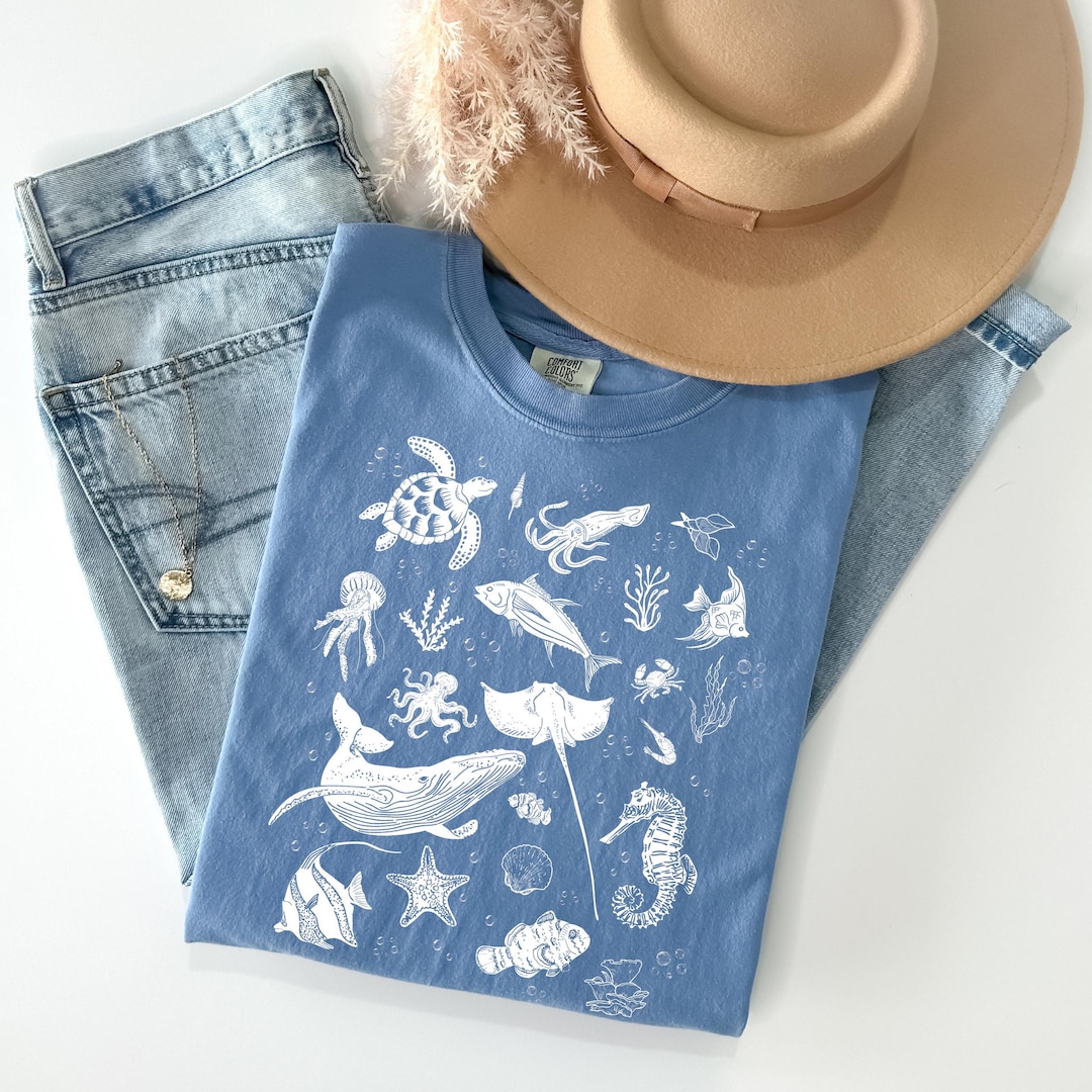 Comfort Colors® Sea Animals 90s Style Tshirt, Retro Y2k Ocean Shirt ...