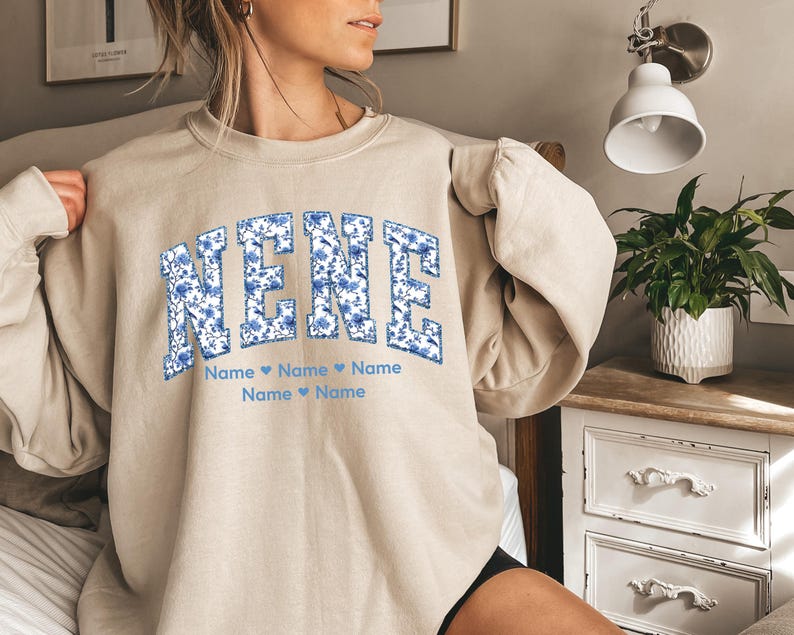 Blue Floral Grandma Nene Sweatshirt, Custom Kids Names Sweater ...