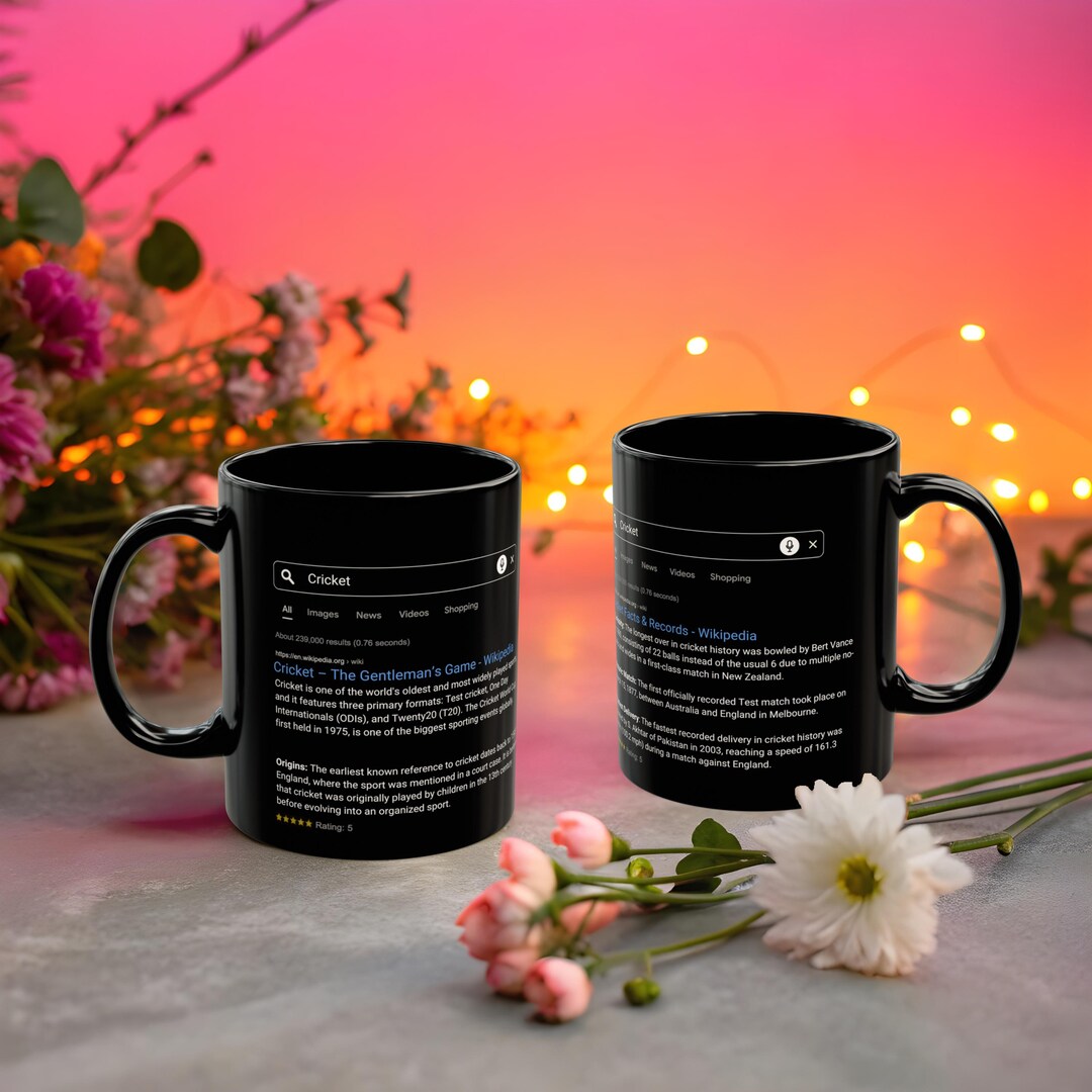 Cricket History Mug | Cricket Facts Mug – Wikipedia Style Black Ceramic ...
