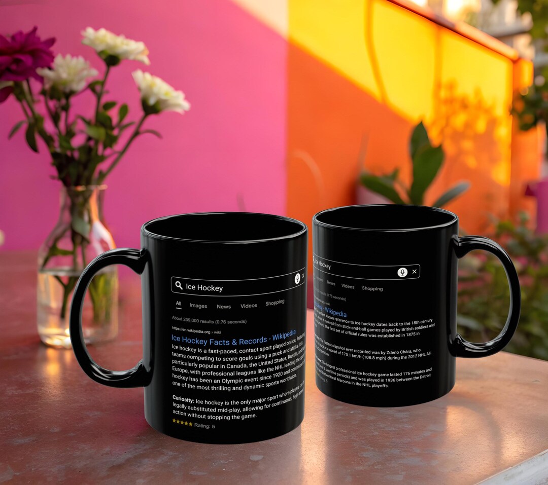 Ice Hockey History Mug | Hockey Facts Mug – Wikipedia Style Black ...