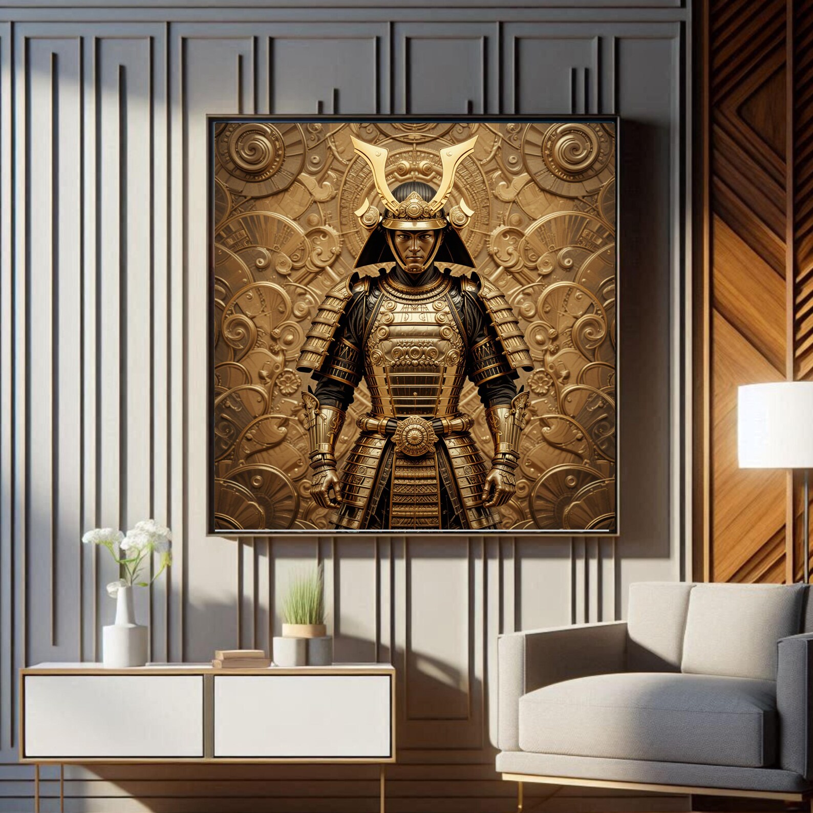 Golden Samurai Minimalist, Samurai Minimalist Wall Art,3d Samurai ...