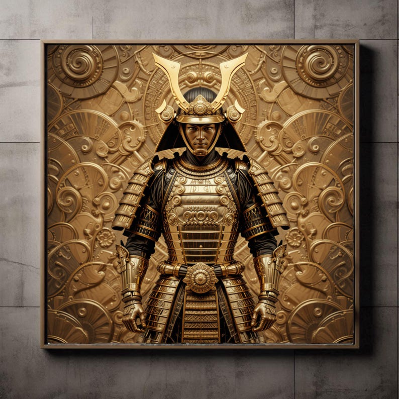 Golden Samurai Minimalist, Samurai Minimalist Wall Art,3d Samurai ...