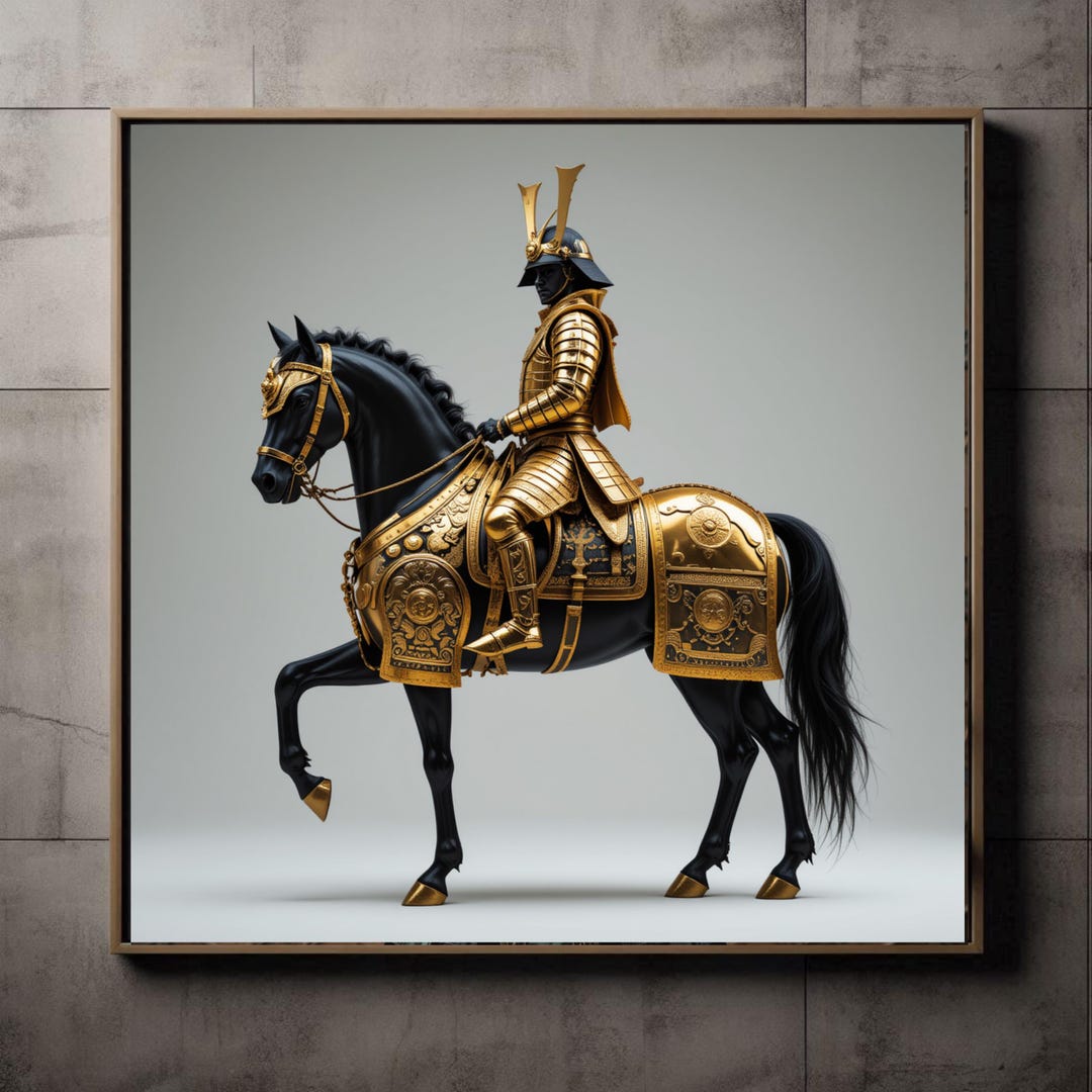 Golden Samurai Art, Samurai Canvas Art, Epic Samurai Decor, Gold ...