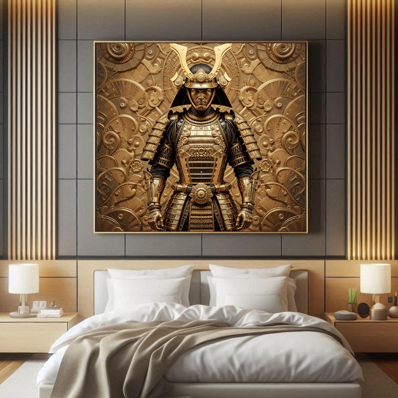 Golden Samurai Minimalist, Samurai Minimalist Wall Art,3d Samurai ...