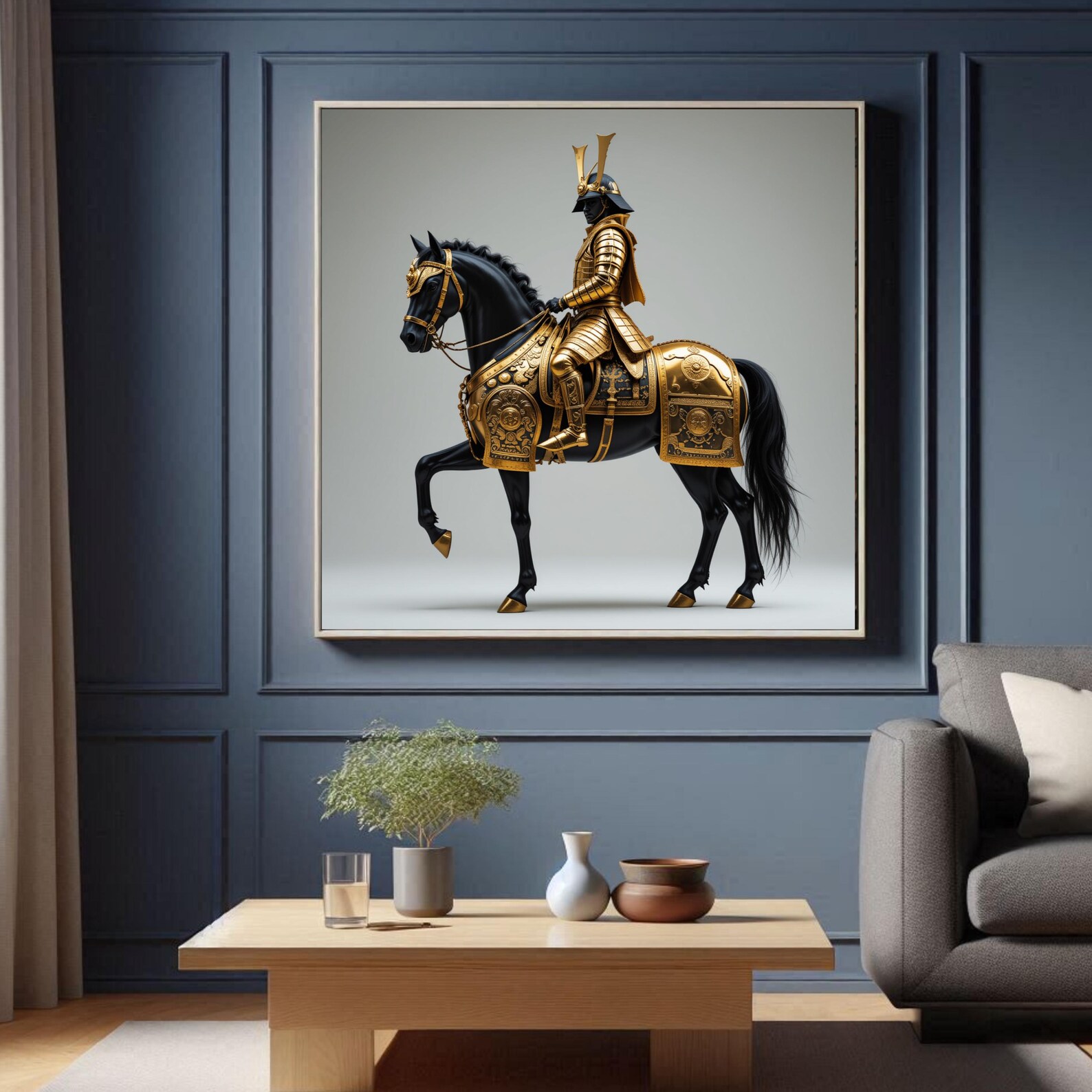 Golden Samurai Art, Samurai Canvas Art, Epic Samurai Decor, Gold ...