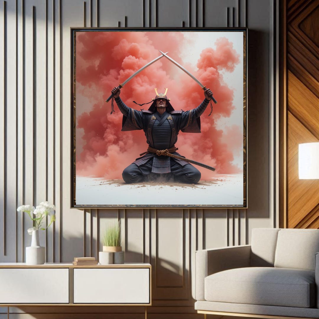 Samurai Zen Art, Spiritual Warrior, Red Samurai Art, Samurai Strength ...