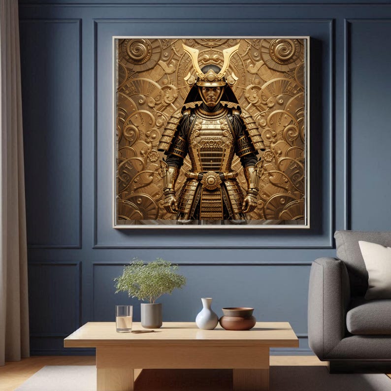 Golden Samurai Minimalist, Samurai Minimalist Wall Art,3d Samurai ...