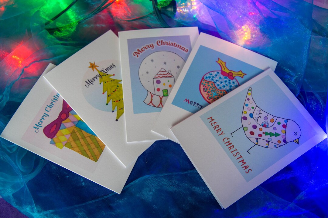 Unique Christmas Cards: Pack of 5 With Envelopes - Etsy