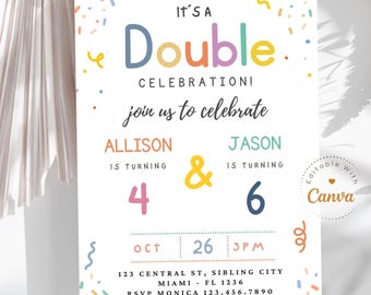 Joint Party Birthday Invitation, Couple Birthday Party, Double Birthday ...