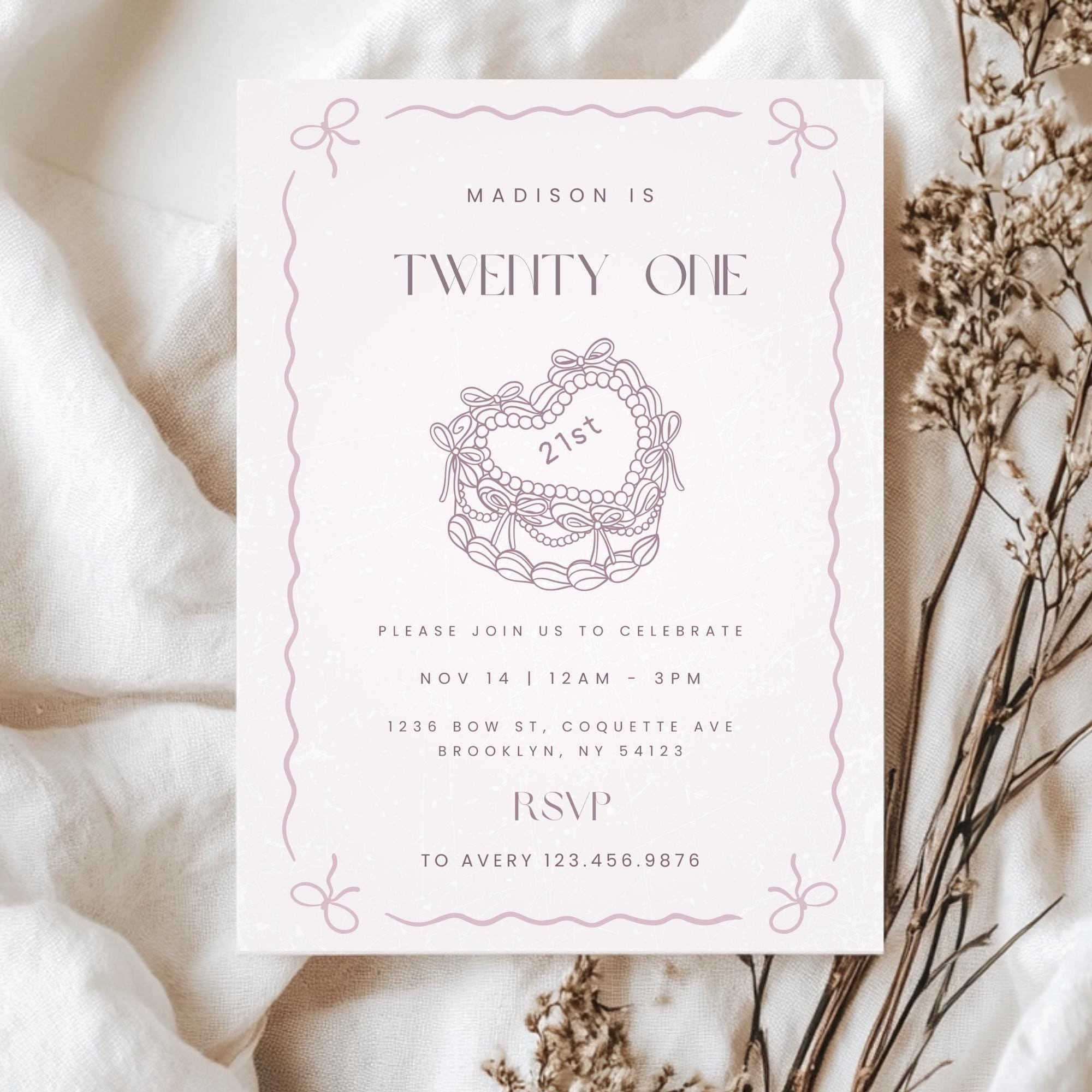 Retro Cake Birthday Invitation Invite Vintage 21st Retro Birthday ...